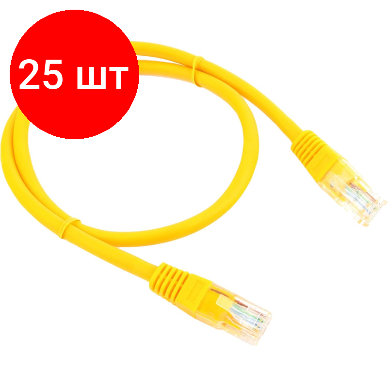 Комплект 25 штук, Патч-корд UTP Cablexpert PP10-0.25M/Y кат.5e, 0.25 м, литой, (желтый)