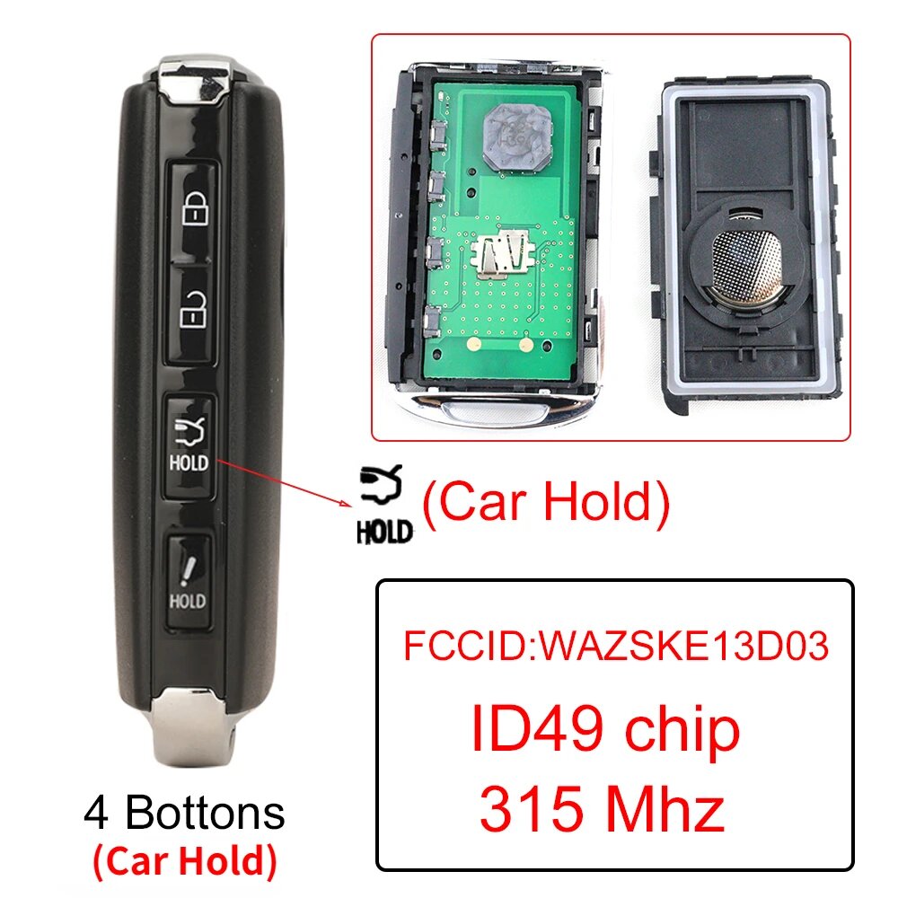 Автомобильный брелок Mazda 3 6, 4 кнопки, ID49, 315 МГц, C blade