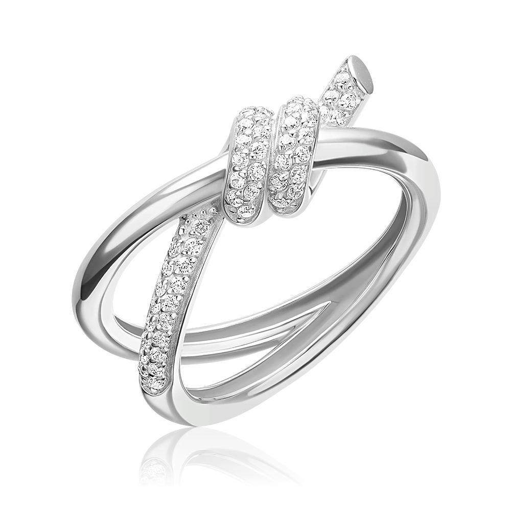 Кольцо PLATINA, белое золото, 585 проба, фианит