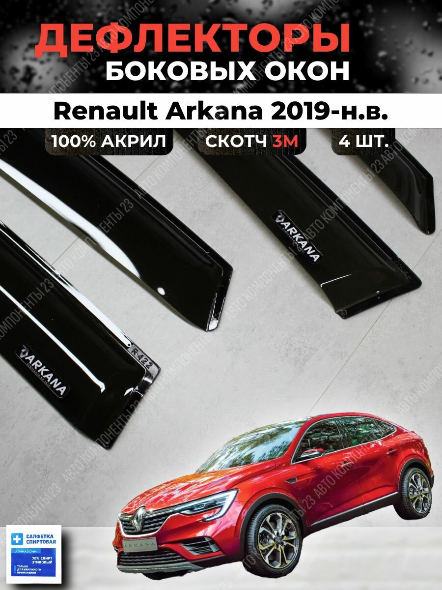 Дефлекторы окон Рено Аркана 2019-н. в. / Ветровики Renault Arkana
