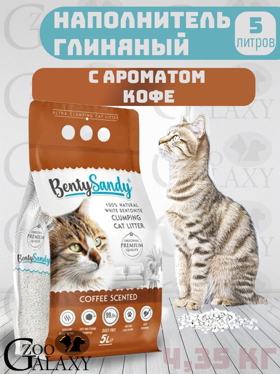 BentySandy Coffee наполнитель комкующийся с ароматом кофе 5 л