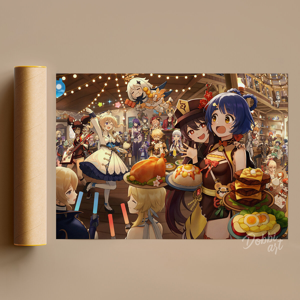 Постер Геншин Импакт 40х50 см без рамы/ Genshin Impact, Сян Лин, Ху Тао/ Аниме плакат, игра