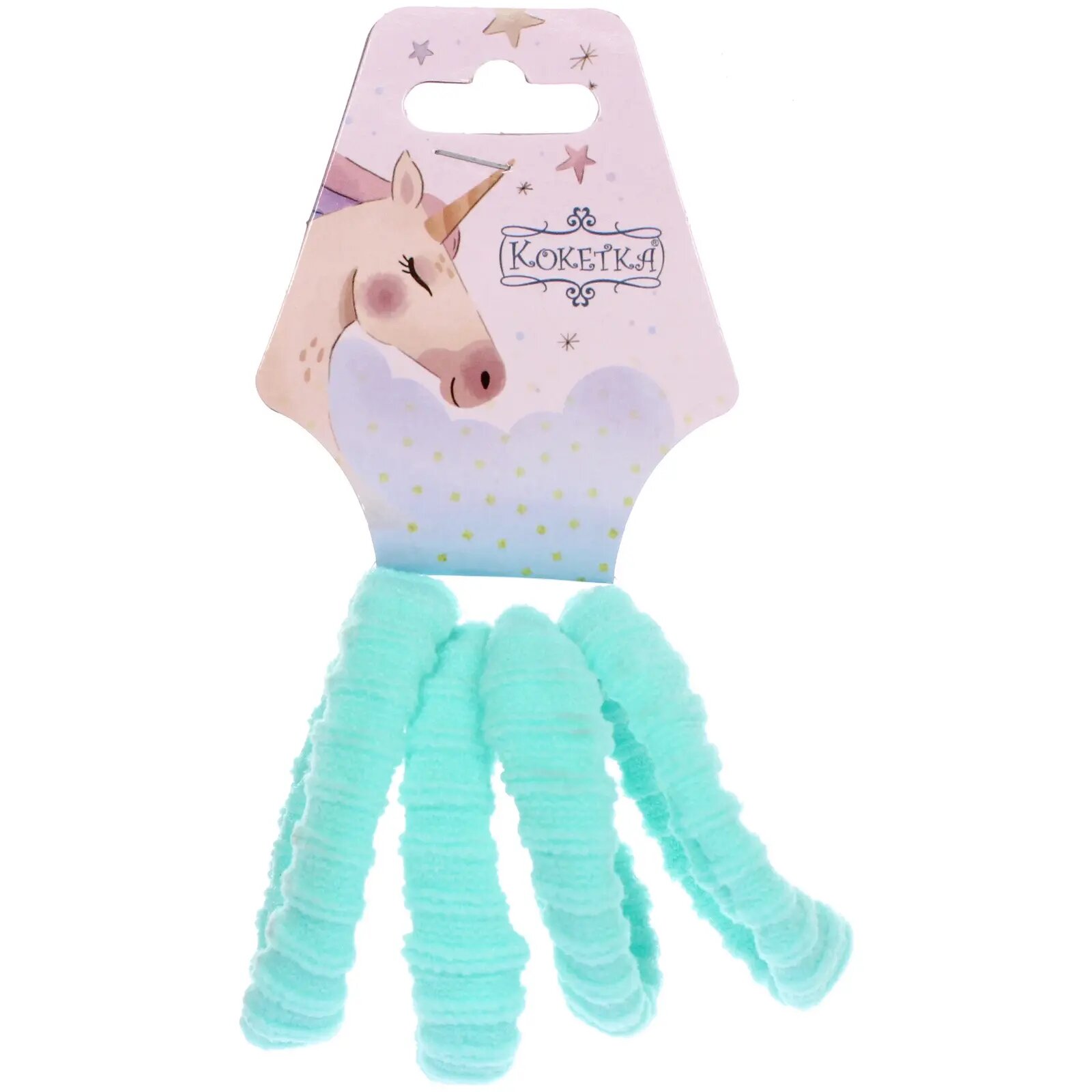 Резинки для волос детские 4шт «Raili fashion», голубые, d-4см, с единорогом