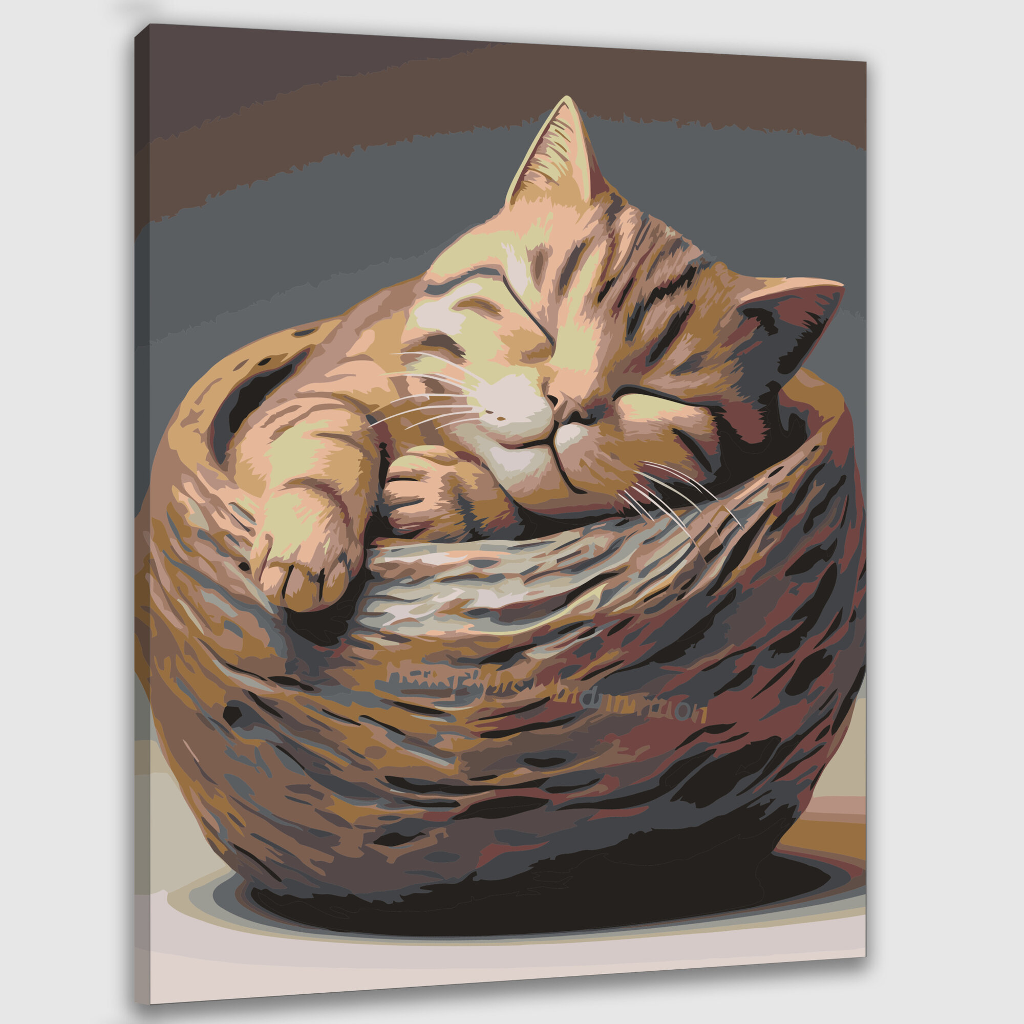 Картина по номерам 40x50 см, глиняная скульптура, кошка, клубочек, лапы, подбородок, тепло, спокойствие