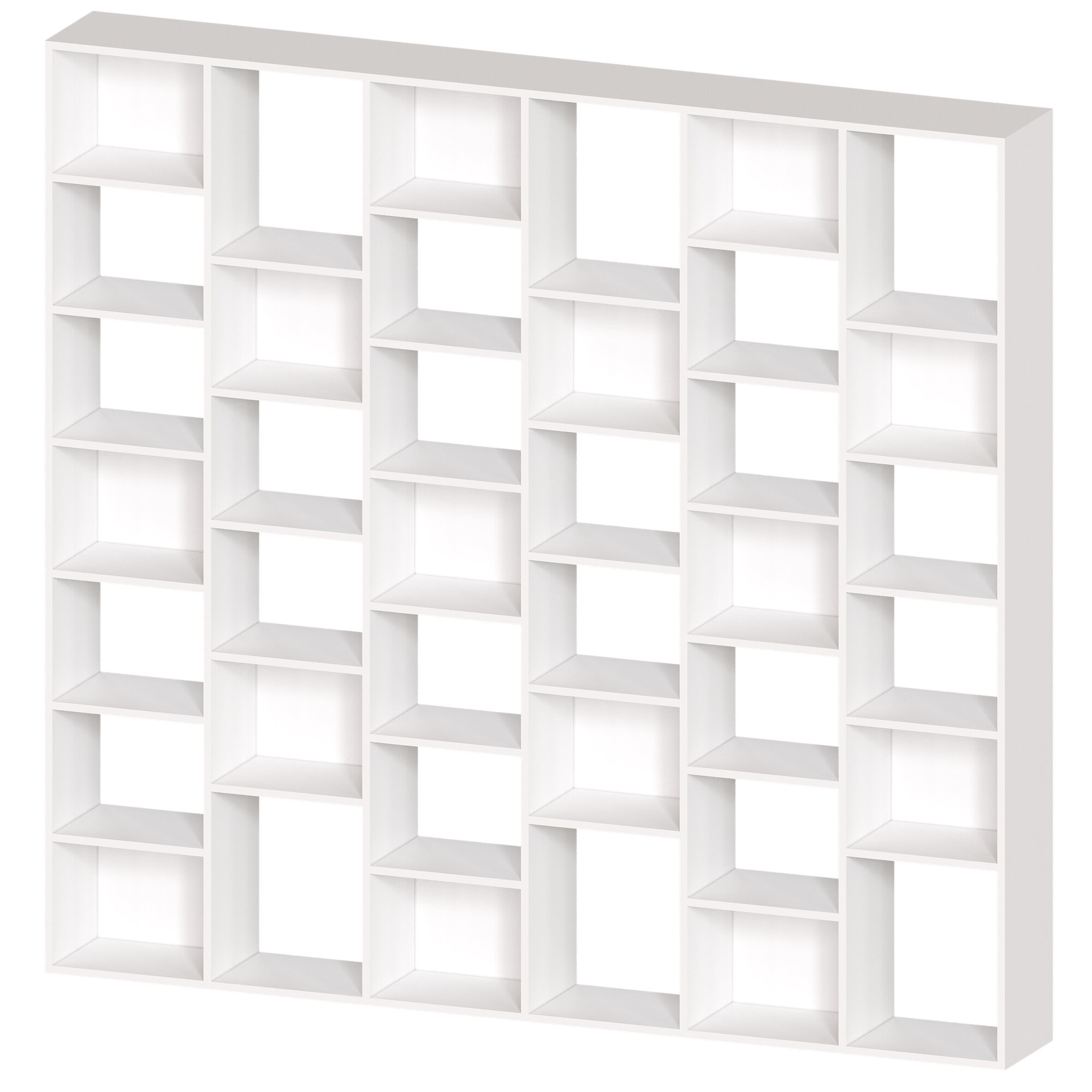 Стеллаж-перегородка СитиМебель №6 Ширина 2020 см, Глубина 25 см, Высота 188 см, цвет: Белый