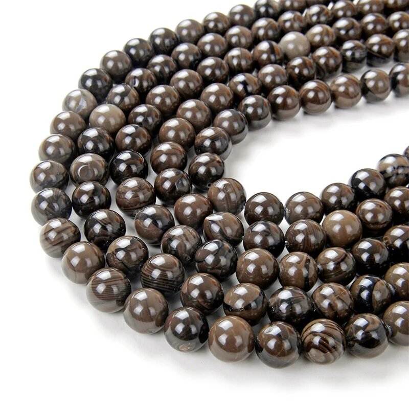 Коричневые бусины из зебра яшмы AAA 6 мм