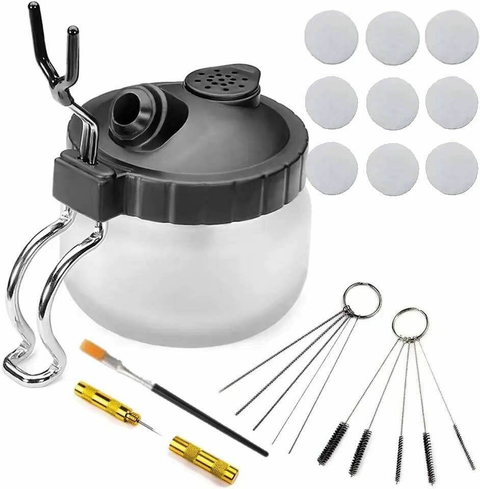 Набор для чистки аэрографа, Ёршик, Игла, Банка- очиститель