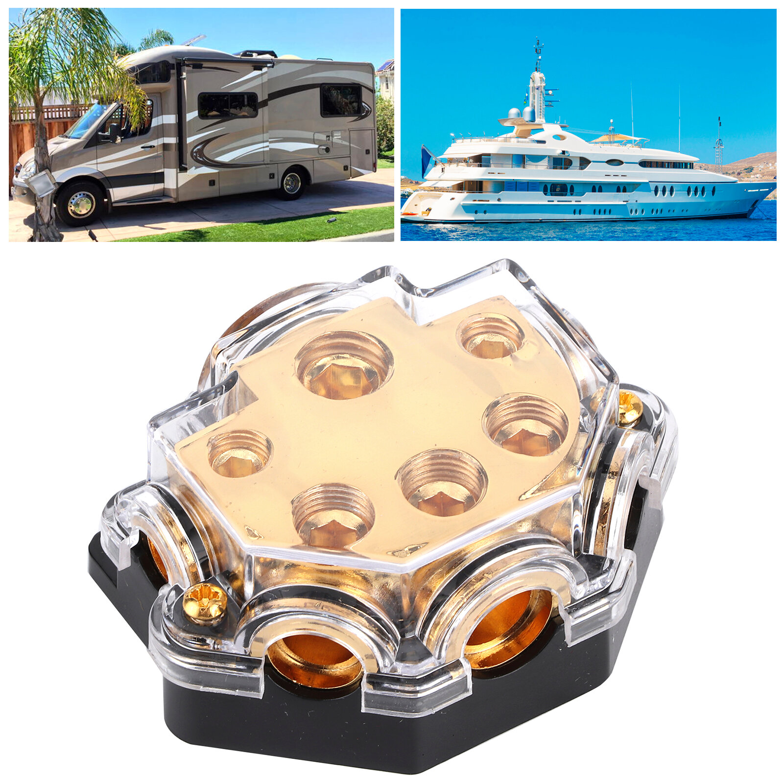 Розподілювач Живлення: Нікелеве Покриття 5-Вихідний Блок Для Автомобільної Аудіосистеми - Захист Аудіосистеми Високої Якості Легка Установка Для Водного Транспорту