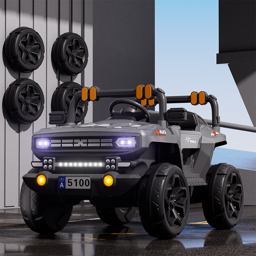 Большой детский электромобиль 5100 внедорожник на полном приводе, серый