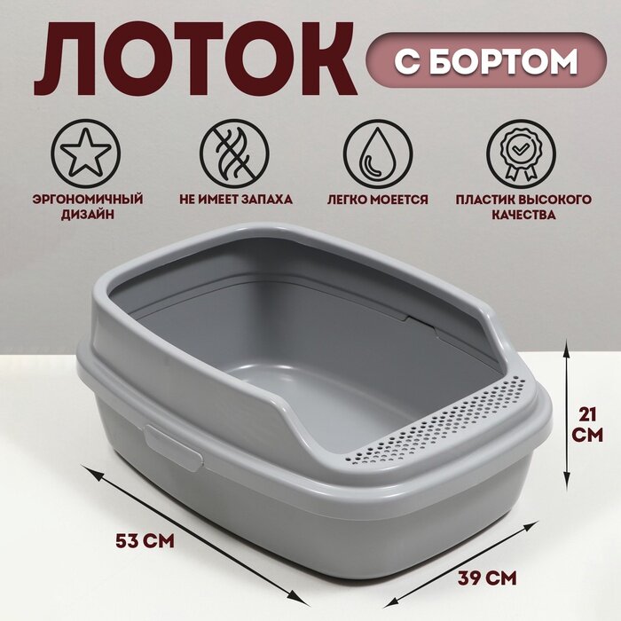 Туалет Айша M с бортом 53 х 39 х 21 см темно серый / серый FIX