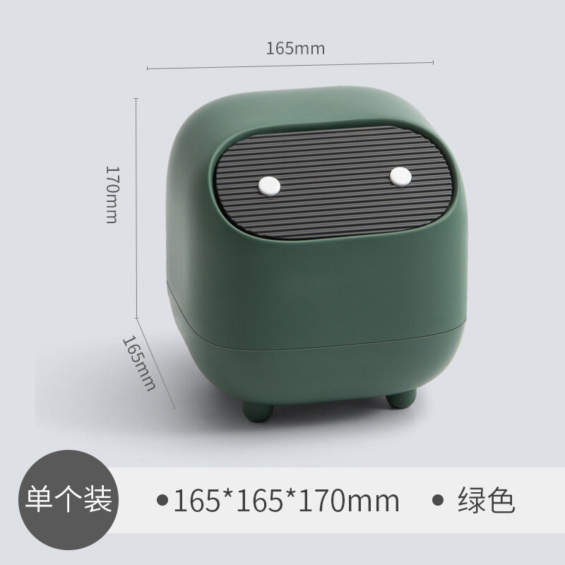 Контейнер настольный для мусора / мусорное ведро на стол с крышкой, зеленый