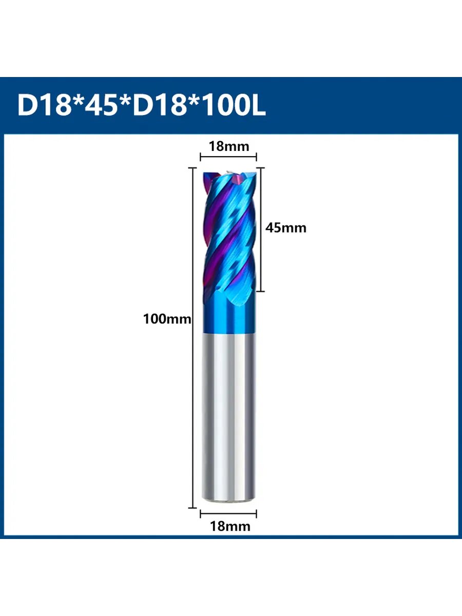 Фреза по металлу концевая 18мм твердосплавная 18x45x18x100мм