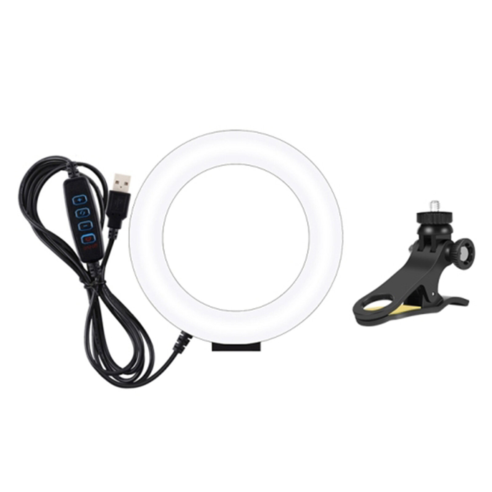 Кольцевая USB-лампа PULUZ 16 см/6,2 дюйма, цветовая температура 3200-5600K, 10 уровней яркости, с зажимом для крепления, подходит для прямой трансляции видео с ноутбука.