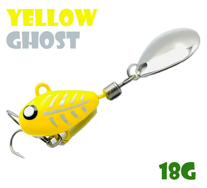 Блесна Тейл-Спиннер для рыбалки Uf-Studio Hurricane 18g #Yellow Ghost