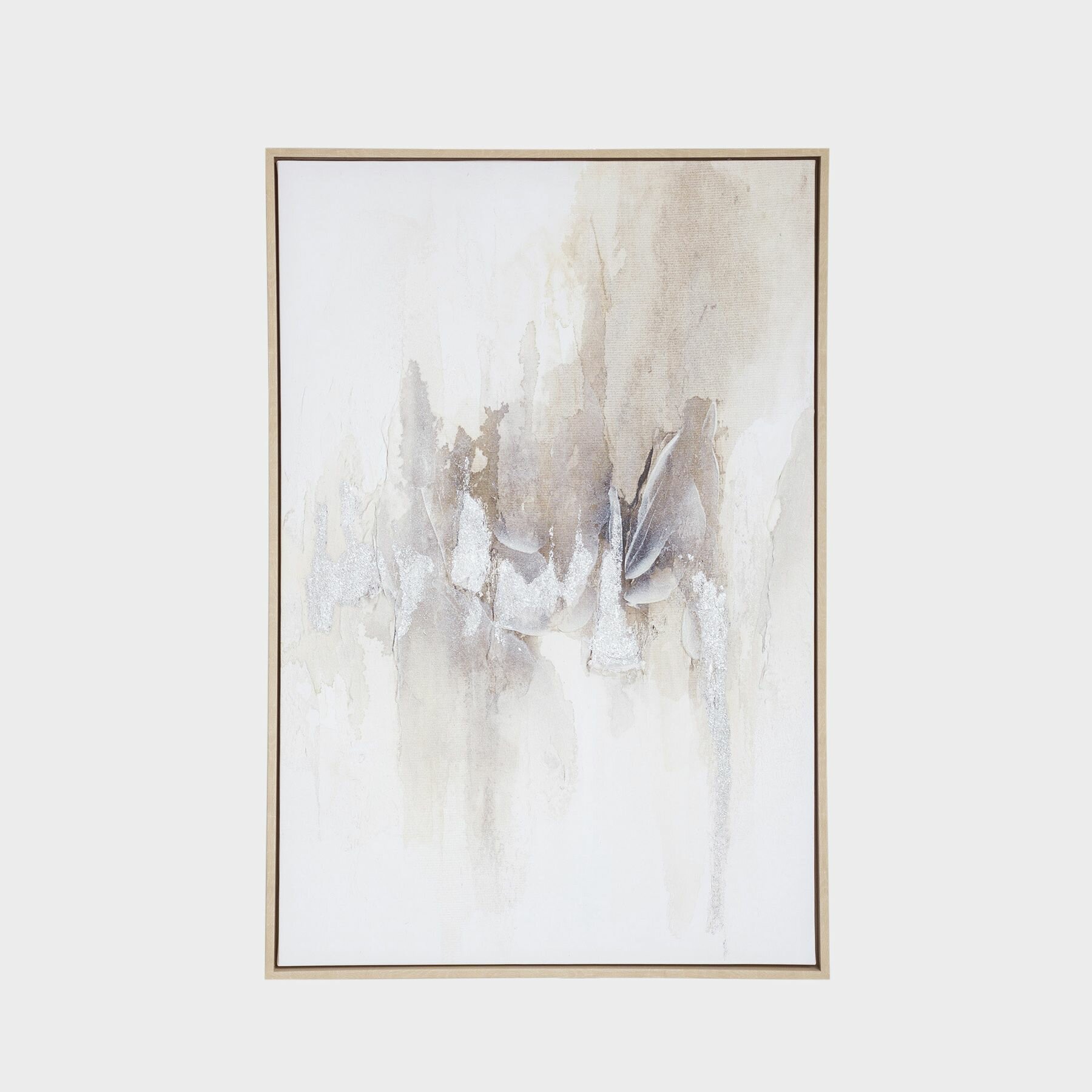 Картина в раме, 93х62 см, холст, бежево-серая, Штрихи, Abstract