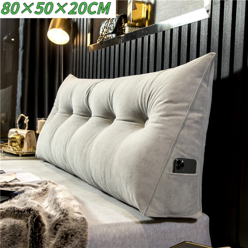 Треугольная подушка в современном стиле, для кровати, съемный чехол, 80x50x20 см，светло-серый
