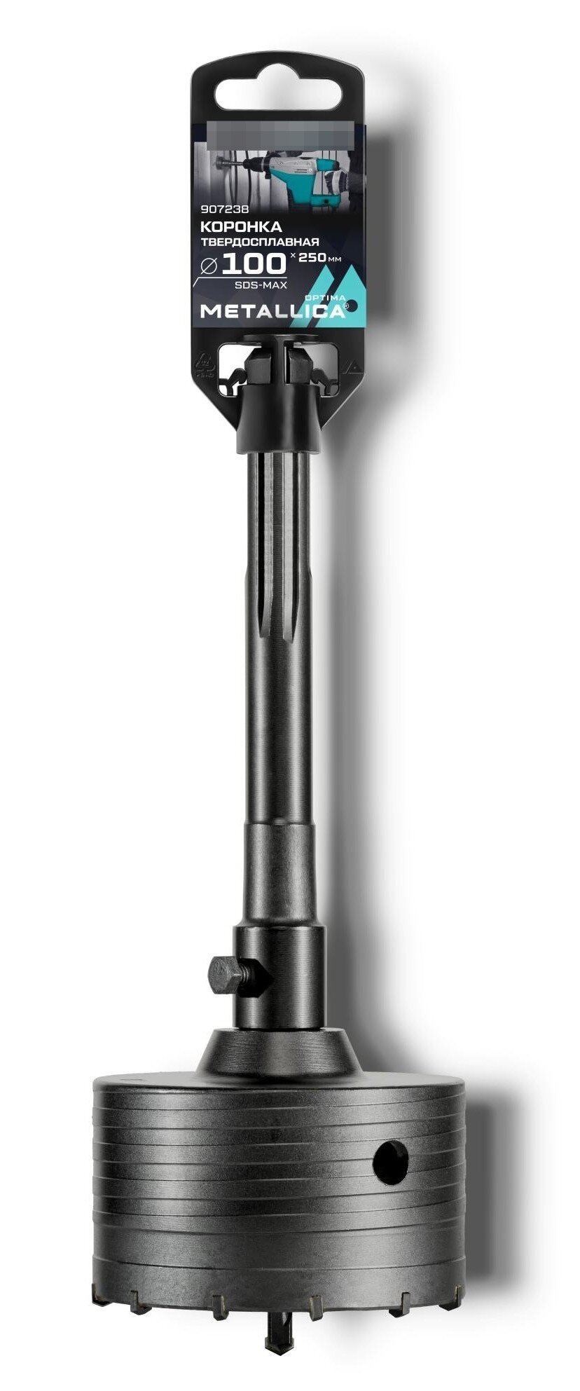 Коронка твердосплавная METALLICA Optima / Металлика Оптима по кирпичу, бетону, камню, в сборе, из инструментальной стали, SDS-max, 100мм, 250мм / инструменты