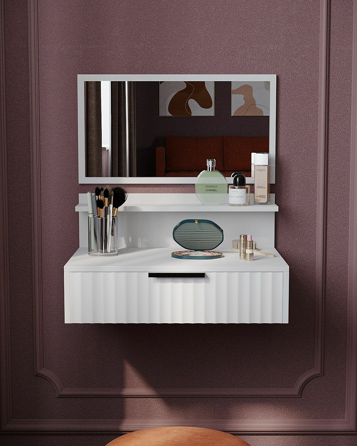 Туалетный столик подвесной консоль с зеркалом