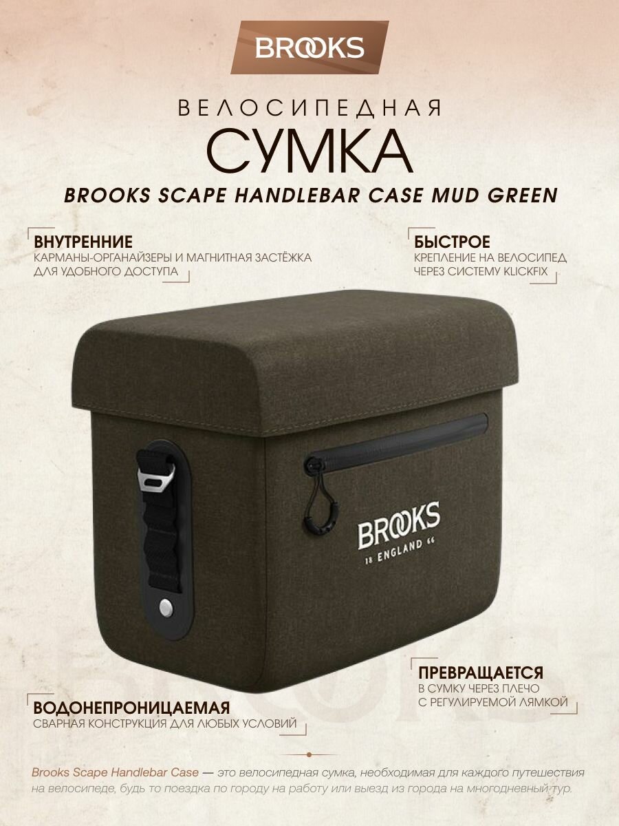 Сумка для велосипеда Brooks Scape Handlebar Case Mud Green