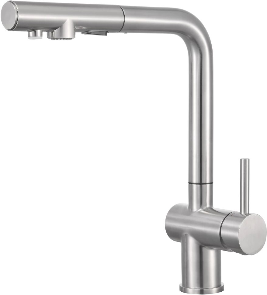 Смеситель для кухни Emar ЕСВ 7020 с подключением к фильтру, выдвижным изливом, сатин