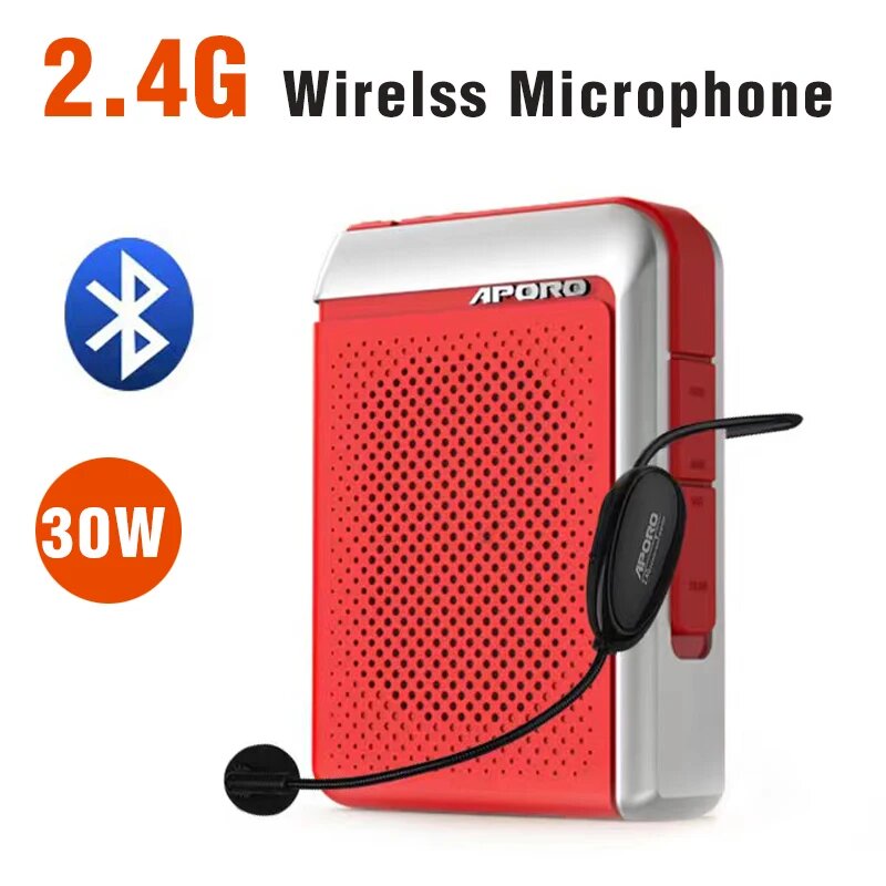 Усилитель 2,4G, 30 Вт для учителей, Bluetooth-динамик, динамик, гид-усилитель, поддержка TF-карты USB