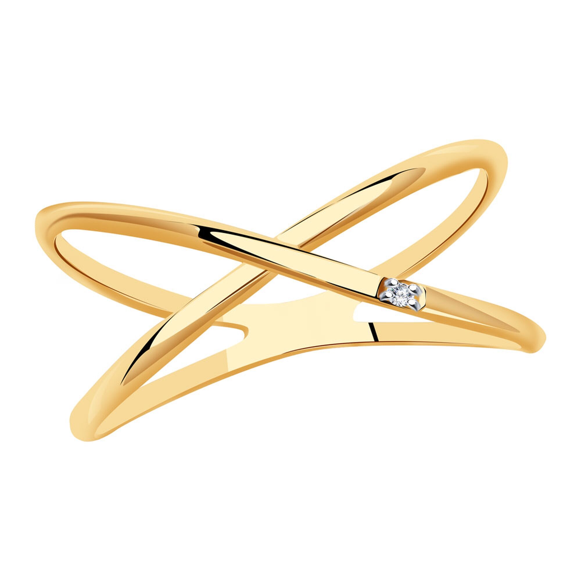 Кольцо, красное золото, 585 проба, фианит