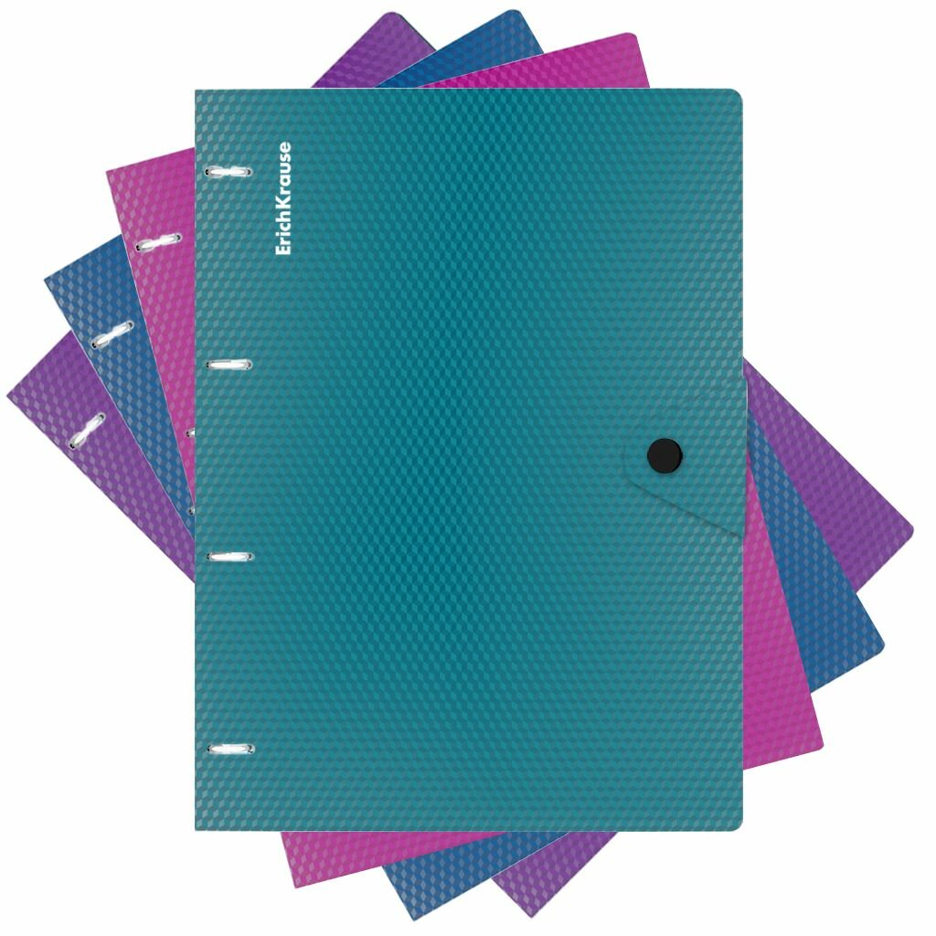 Тетрадь Глянц вивид общая в клетку на кольцах пласт. А4 80л. ErichKrause