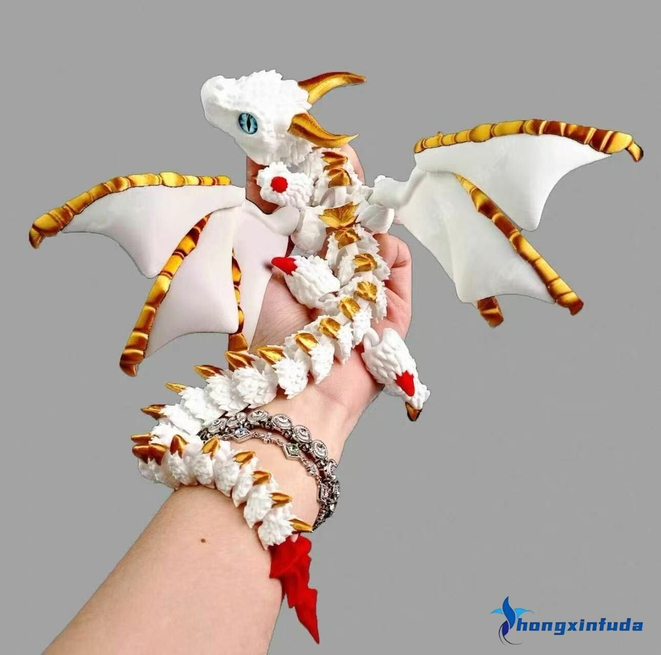 Летающий дракон с крыльями, многосуставный, гибкий и подвижный - 30 см