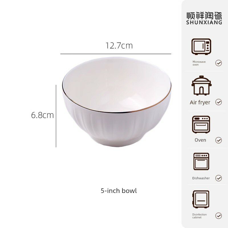 Керамическая посуда Shunxiang в китайском стиле, высококачественная, в стиле лёгкой роскоши, с золотой окантовкой, для