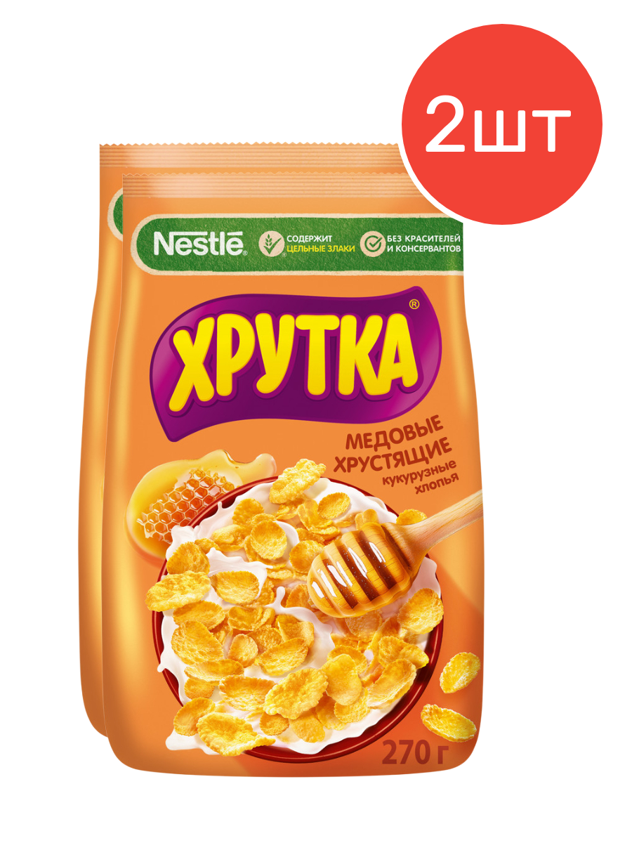 Готовый завтрак Хрутка хлопья медовые хрустящие 270г 2шт
