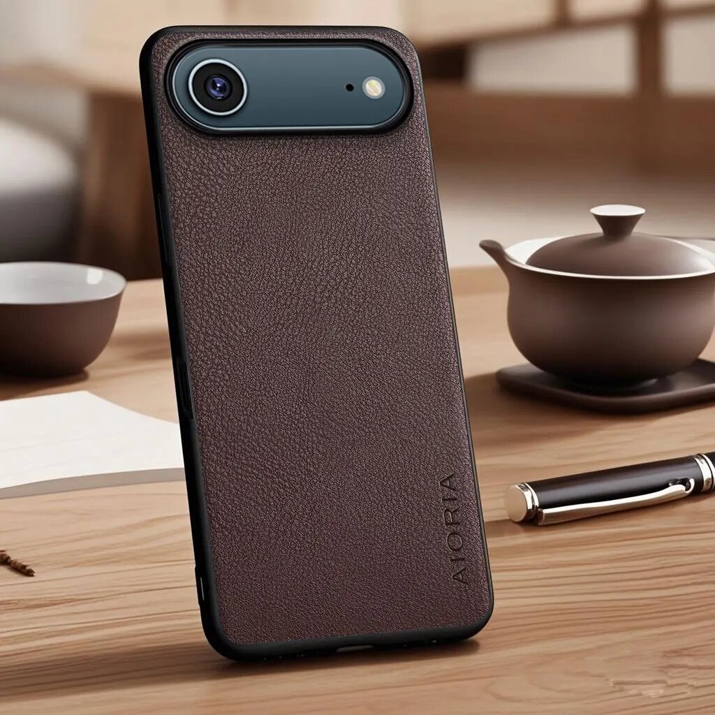 Чехол для iPhone 17 Air Coffee, веган кожа