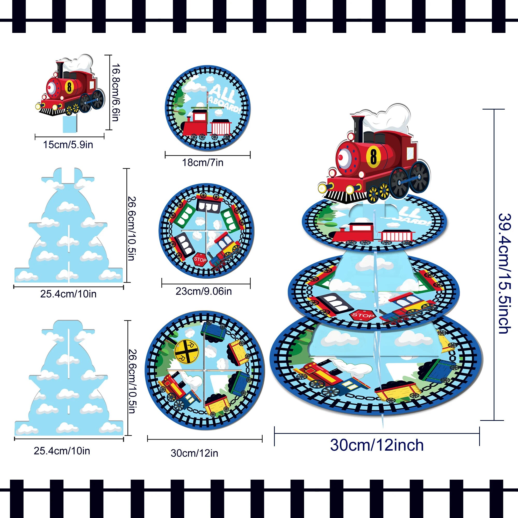 Одноразовый набор посуды для вечеринки в стиле поезд, цвет Cupcake-dt072