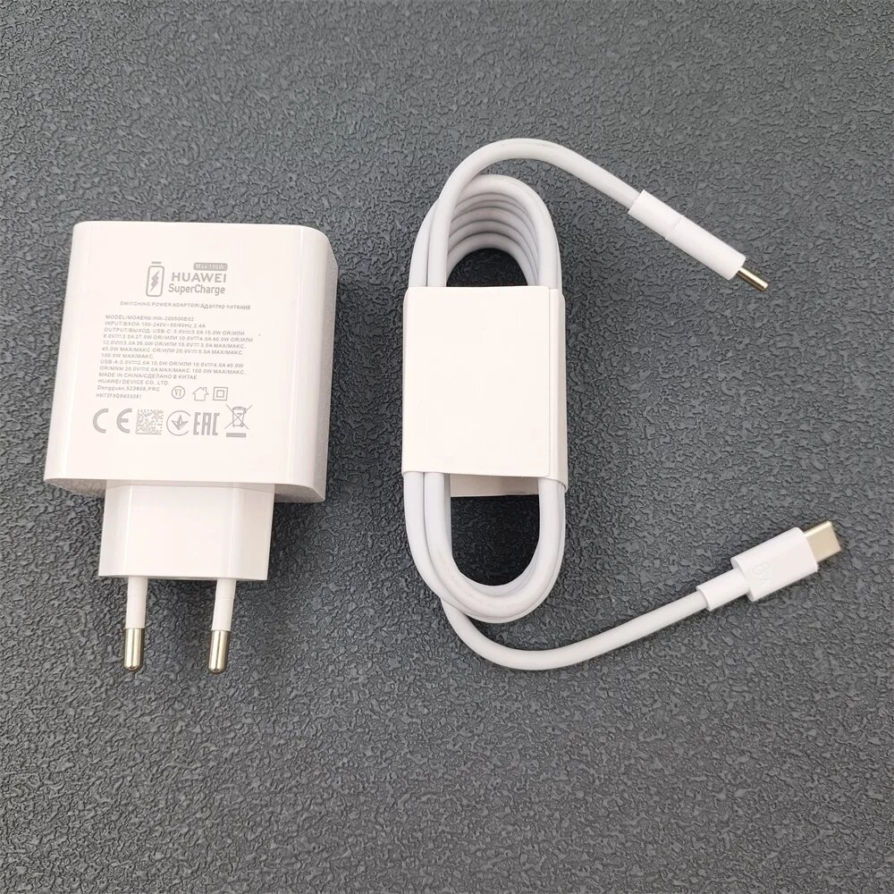 Оригинальное быстрое зарядное устройство Huawei 100 Вт EU SuperCharge PD/QC 3.0 EU add 1.5M Cable