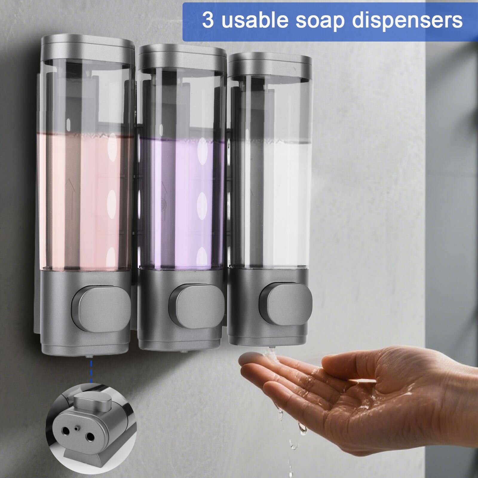 Дозатор шампуня и кондиционера 3 в 1, настенный разделитель, для ванной комнаты отеля