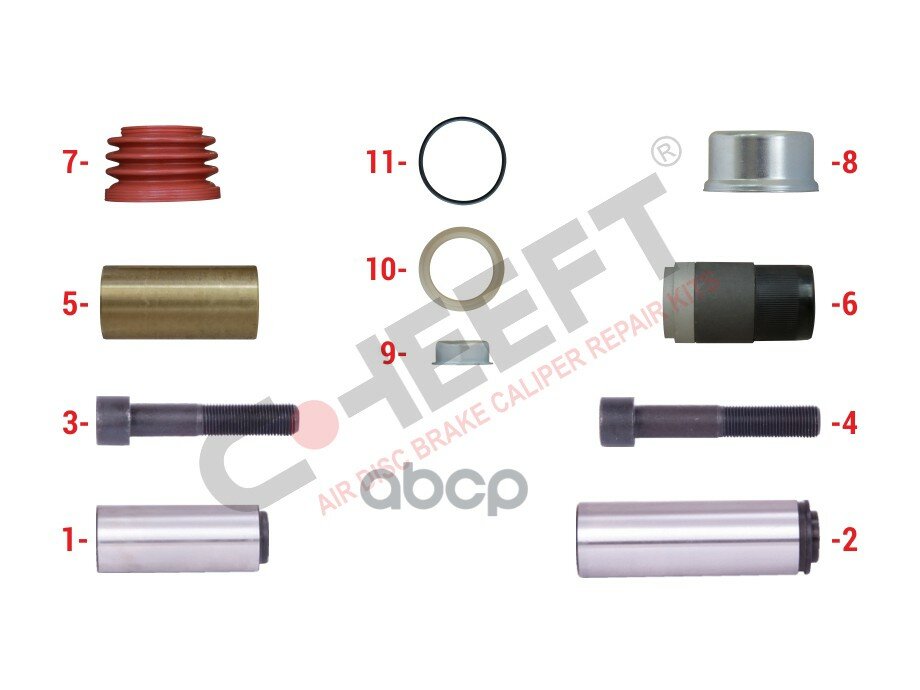 РМК направляющих суппорта KNORR SB6/SB7 (11 деталей, о. н.- K001532) BPWSAFSCANIAMANIVECO CHEEFT арт. 1003