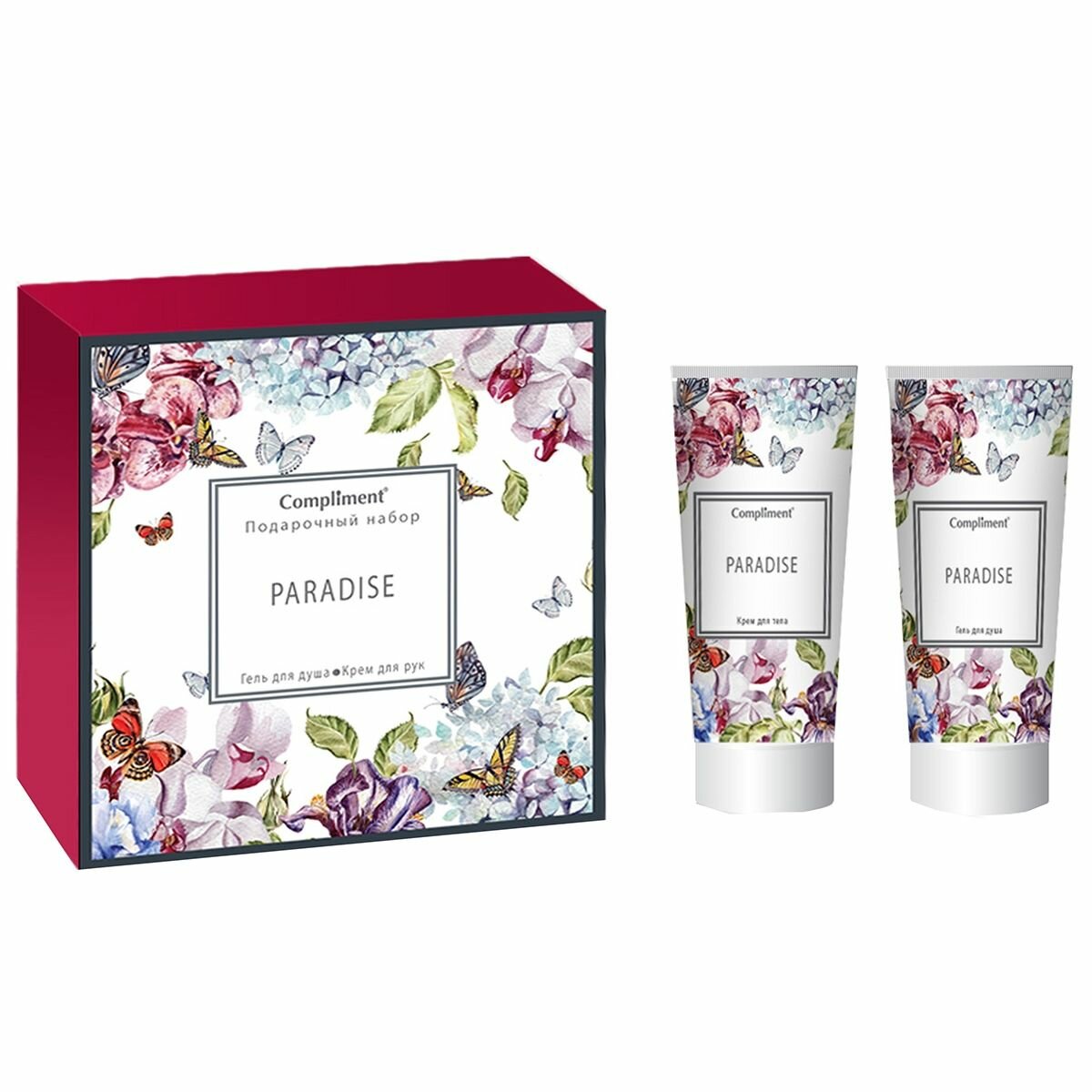 Набор уходовой косметики COMPLIMENT Paradise, гель для душа 200 мл + крем для тела 200 мл