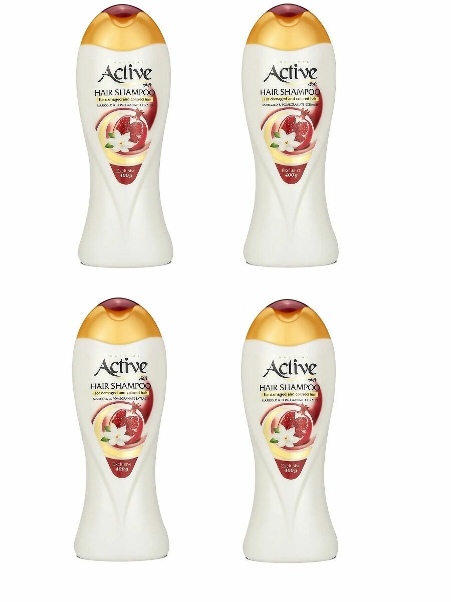 Шампунь для окрашенных волос Active Natural, Экстракт граната и календулы, 400 мл, 4 шт