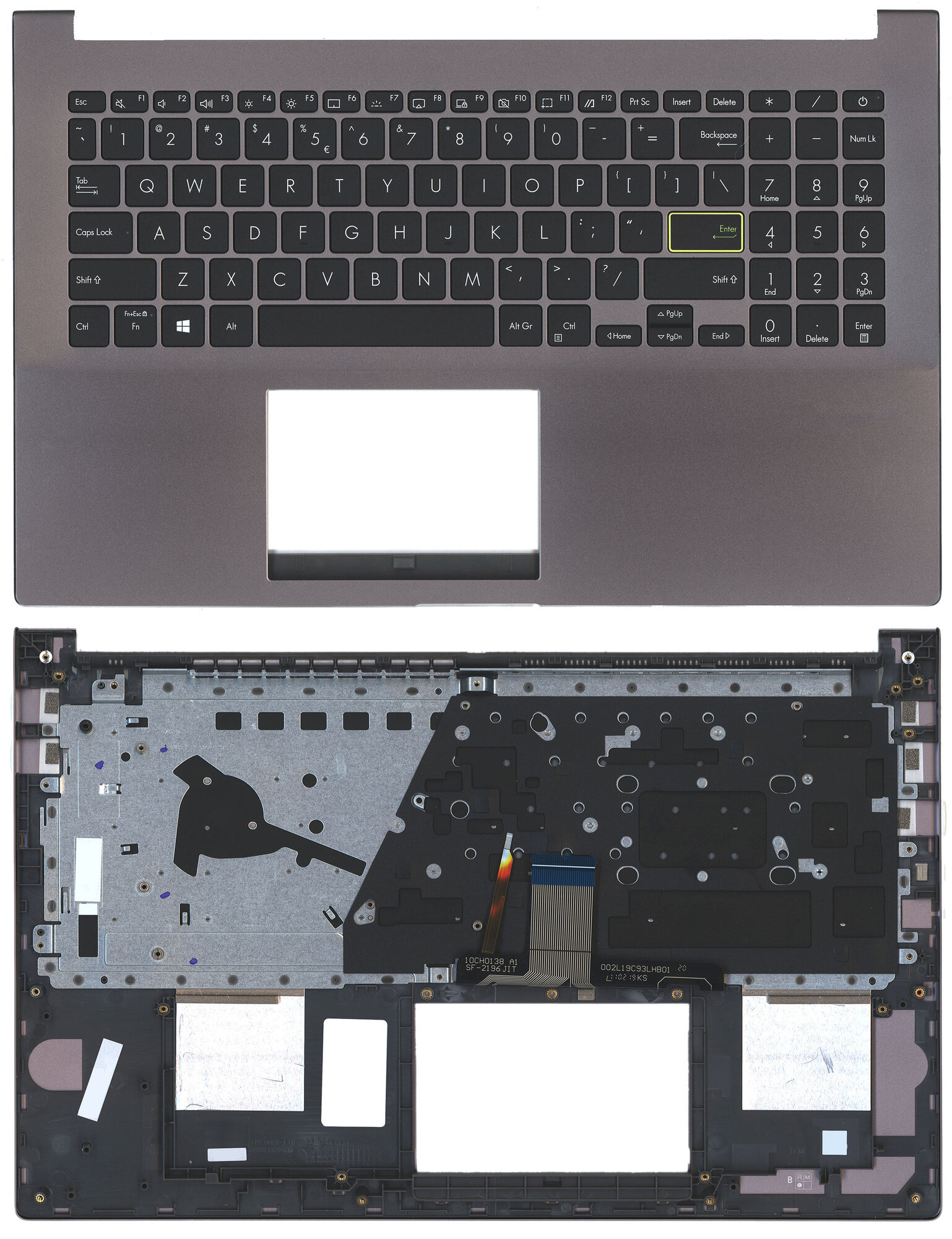 Клавиатура (топ-панель) для ноутбука Asus X521FL черная с серым топкейсом