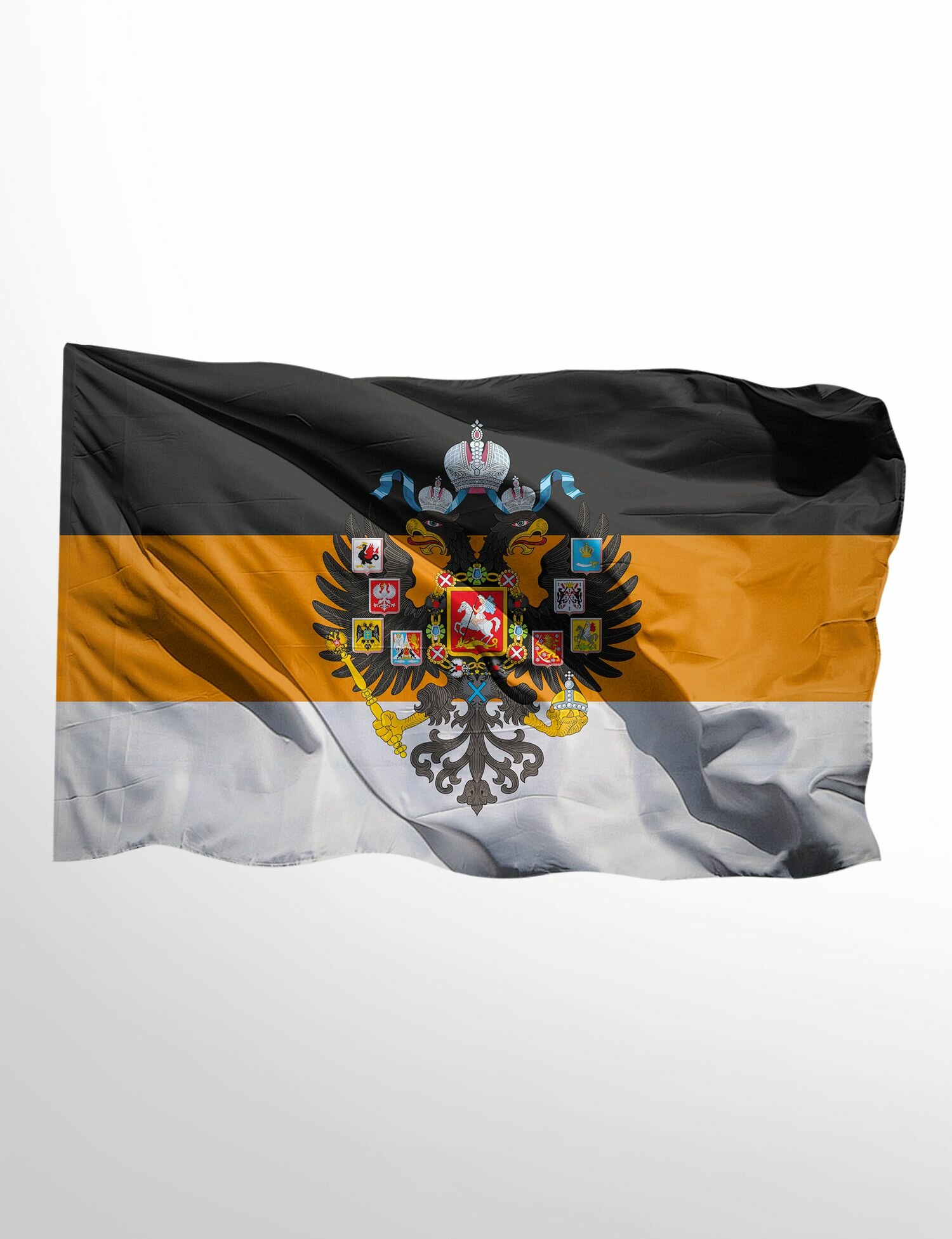 Флаг с орлом Российской Империи, 70х105 см на шёлке для ручного древка