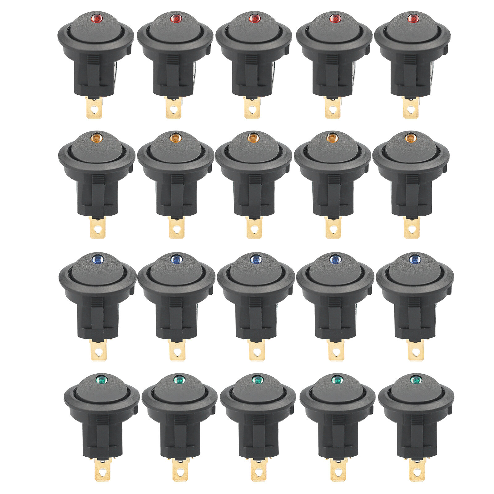 12V Выключатель: Комплект 20 Штук Светодиодный Тумблерный Выключатель Для Автомобиля - Прочный Корпус Простая Установка Схема SPST Для Панели Управления Фарами
