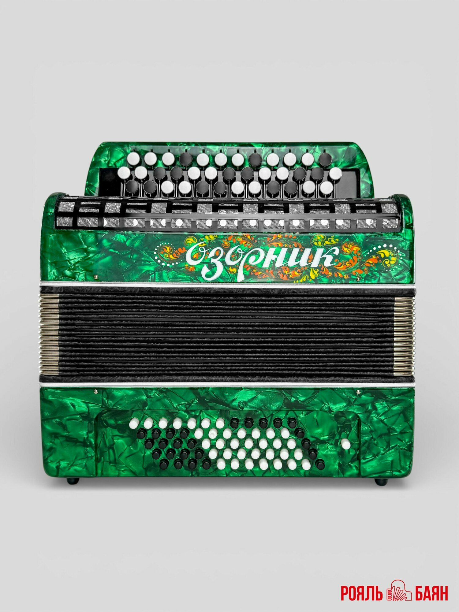 Баян Озорник 37x60-II B24 YL, зеленый (Шуйская гармонь)