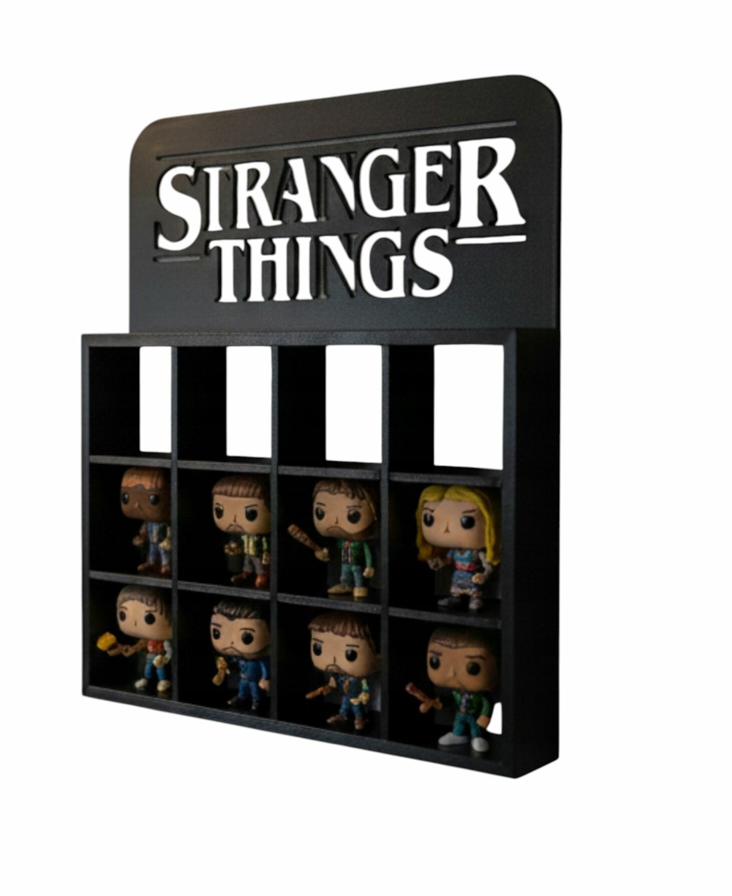 Полка для коллекционных фигурок Funko Pop из серии Stranger Things от Kinder Joy - 18х13 см, цвет черный