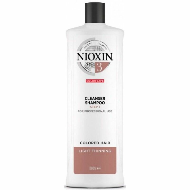 Nioxin Cleanser System 3 - Очищающий шампунь (Система 3), 1000 мл Для окрашенных тонких химически обработанных волос