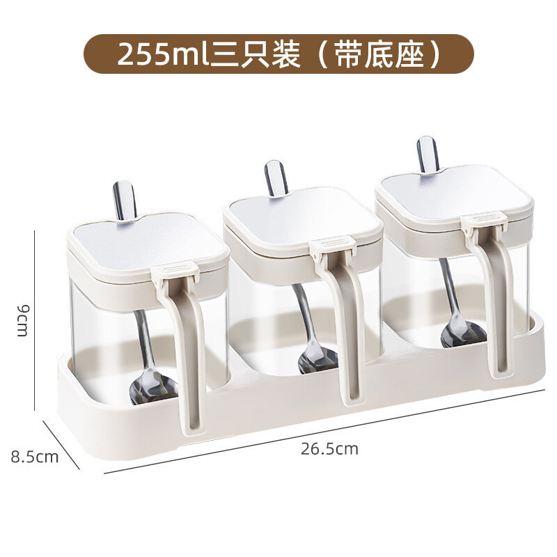 Набор для специй для хранения на кухне дома, коробка для приправ с ложкой, стеклянная банка для приправ, банка для куриного экстракта, герметичная коробка для продуктов