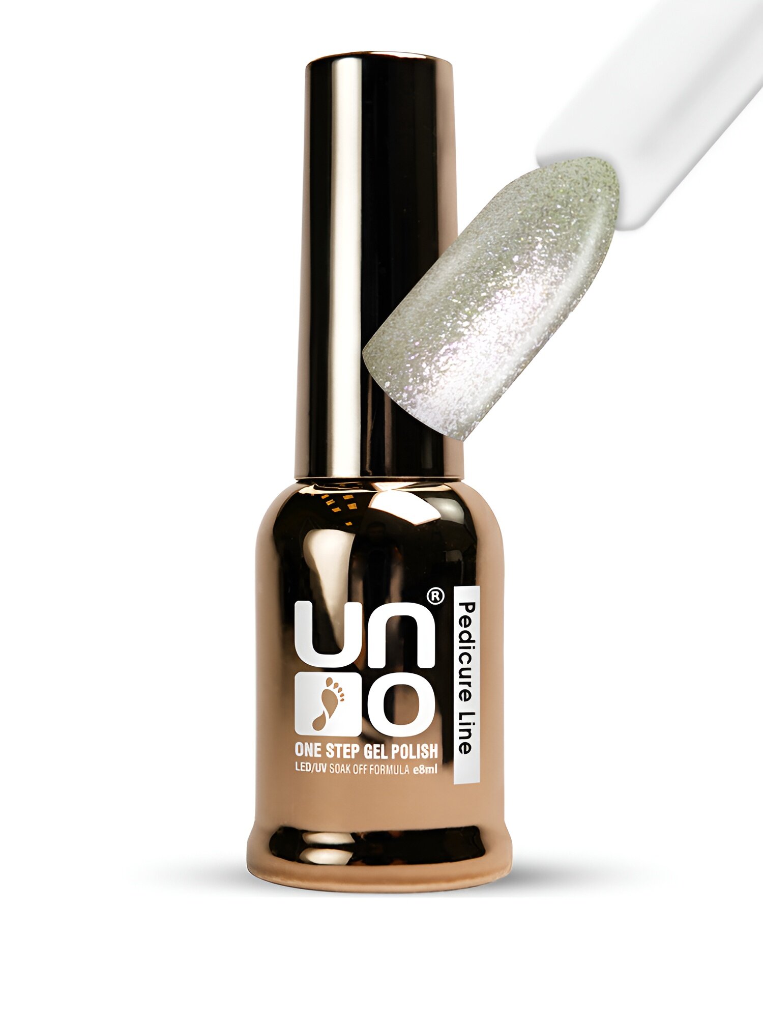 Гель-лак Uno Pedicure 27, серебристый, с сиреневым мерцанием, однофазный, 8 мл