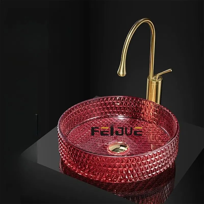 Раковина для ванной накладная, на столешницу, под тумбу, круглая, 39.5 см, Стеклянная