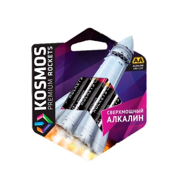 Батарейки Космос "Premiums", алкалиновые, АА, LR6, 4 BL