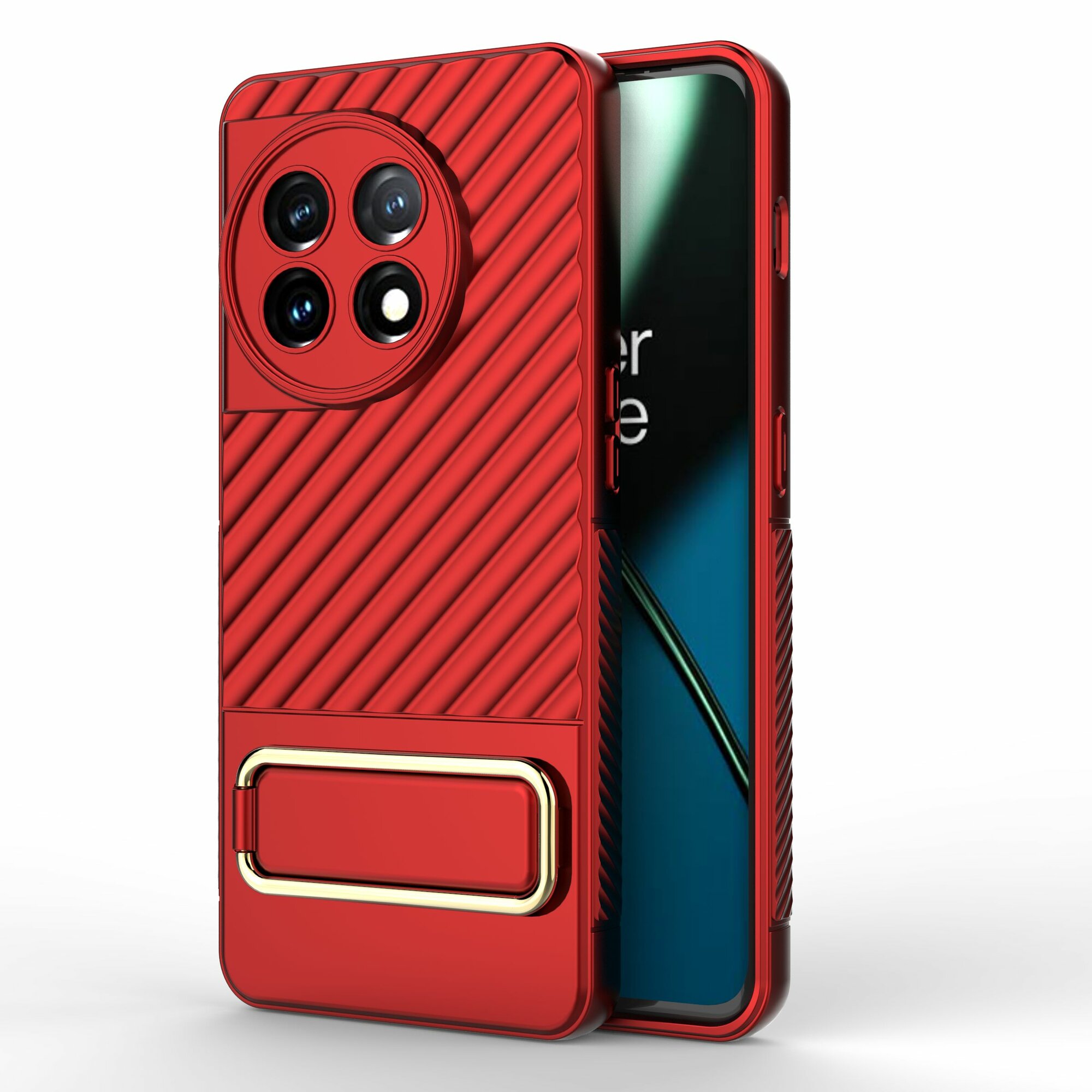 Противоударный чехол Empire Case для OnePlus 11 красный с подставкой