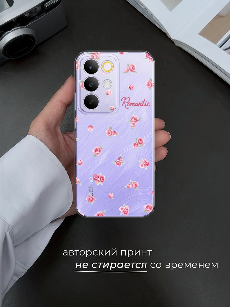 Чехол на Realme C85 Pro / Реалми C85 Про с принтом Romantic 2, прозрачный — фото 1