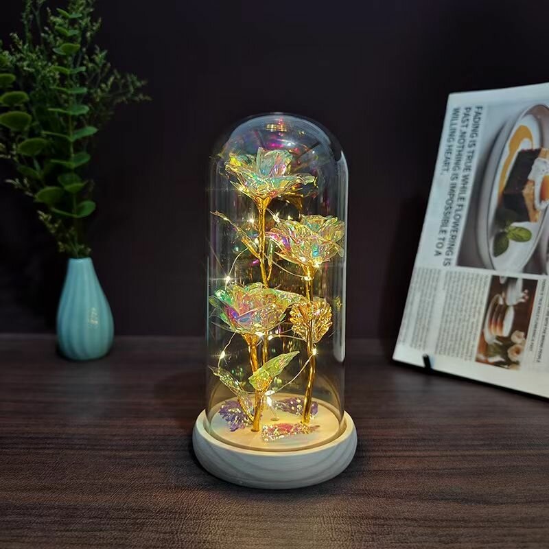 Вечная роза в колбе с подсветкой, ночник, светильник, подарок на свадьбу или годовщину свадьбы, девушке, любимой жене